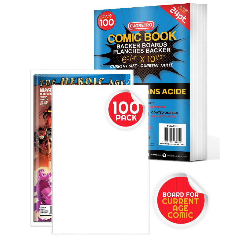 Comic Backer Boards for Current Age Size Comic - Backboard 24PT - 100 ...